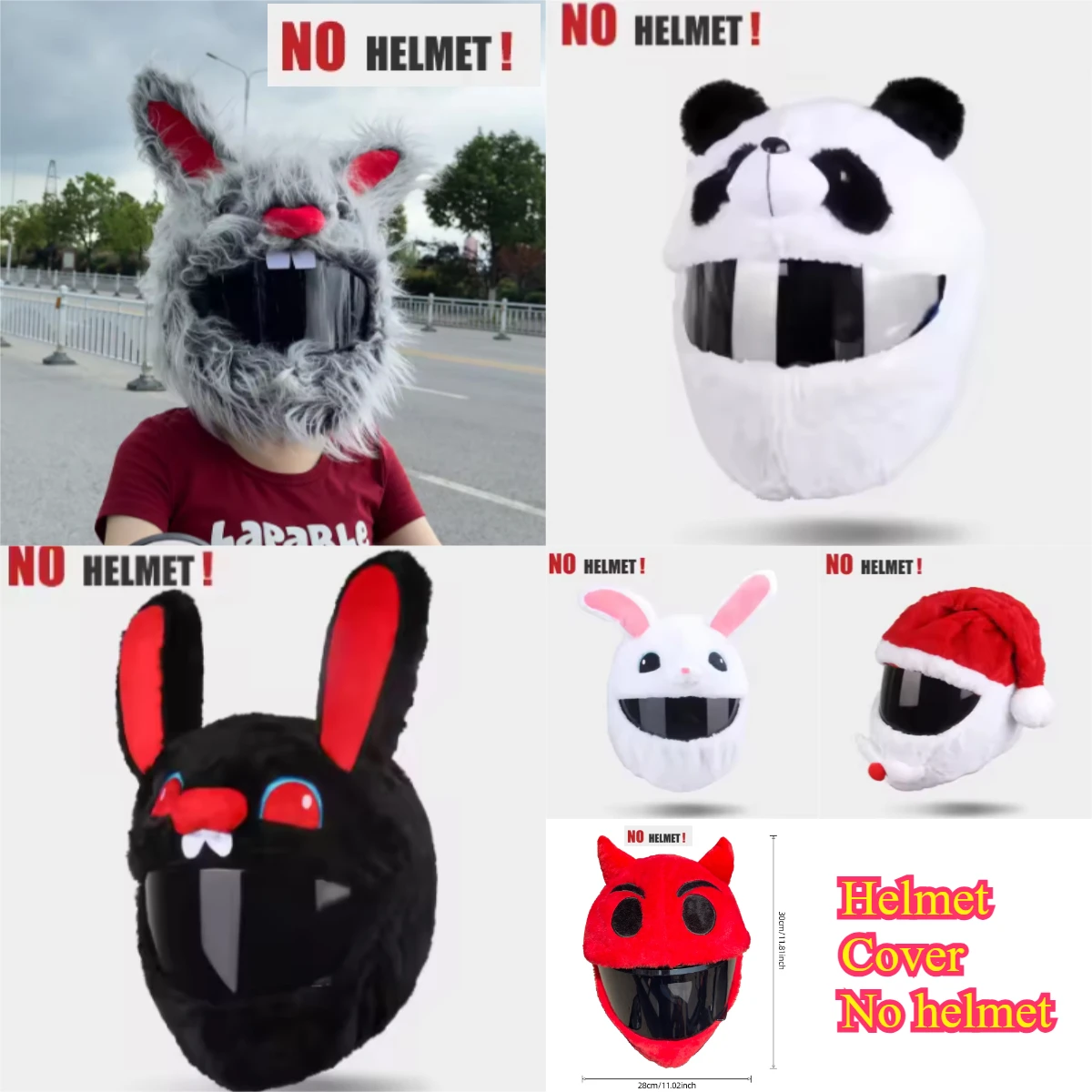 Motorcycle Full Helmet Cover Cartoon Plush Animal Helmet Cover Fabric ...