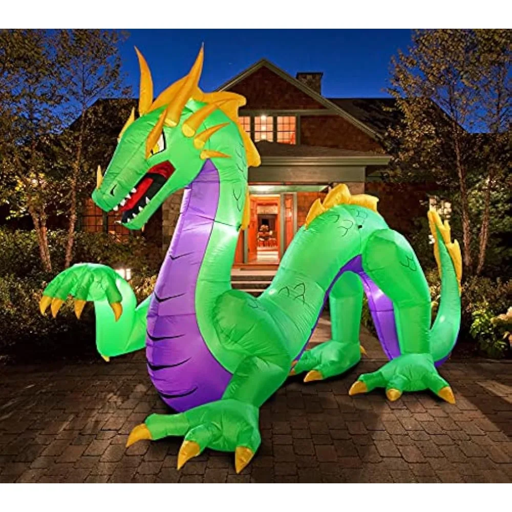 inslife-14FT-Long-Huge-Halloween-Inflatable-Dragon-Green-Dragon ...