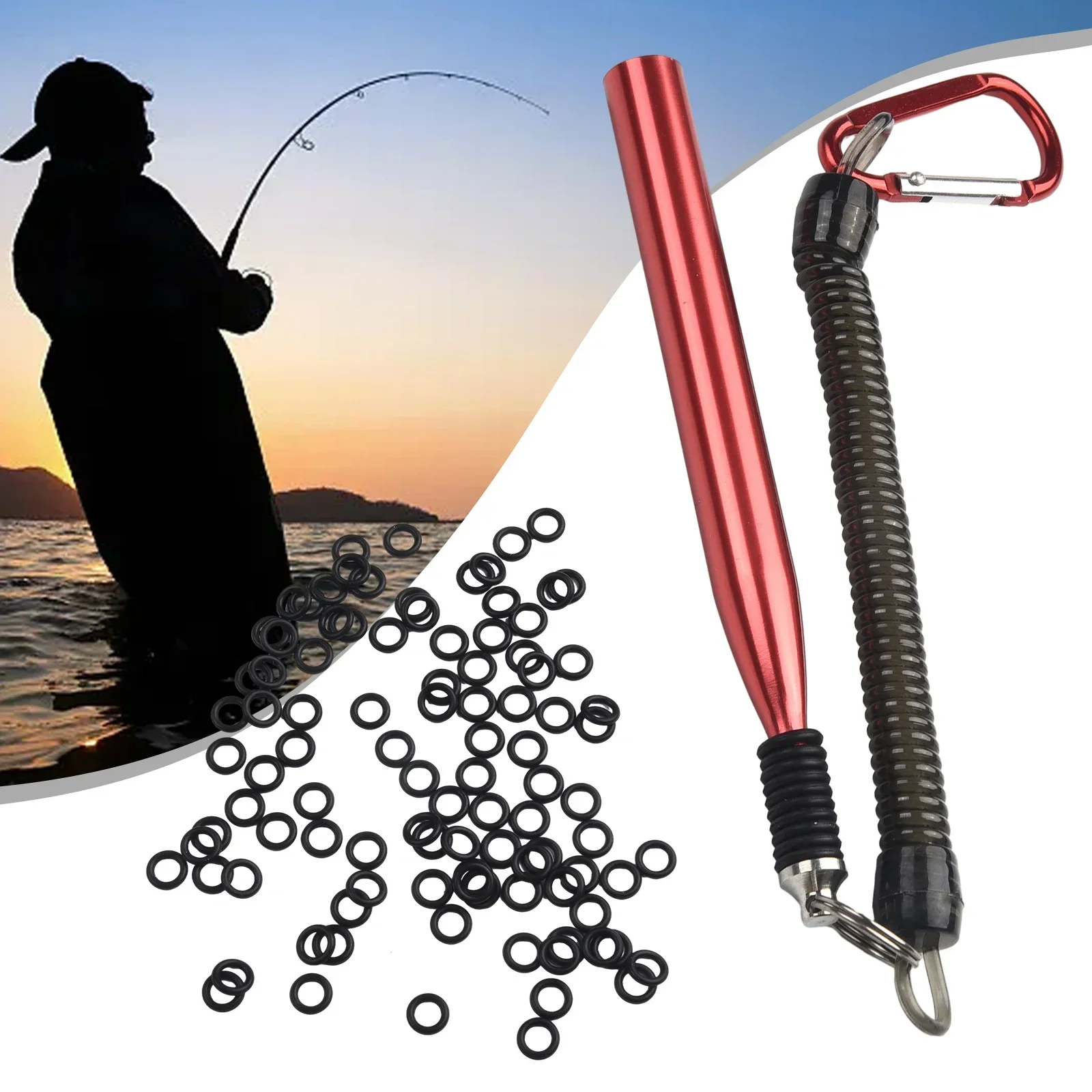 Wacky-Worm-Rig-Tool-With-Carabiner-100Pcs-O-Rings-Kits-6mm-Senko-O-Ring ...