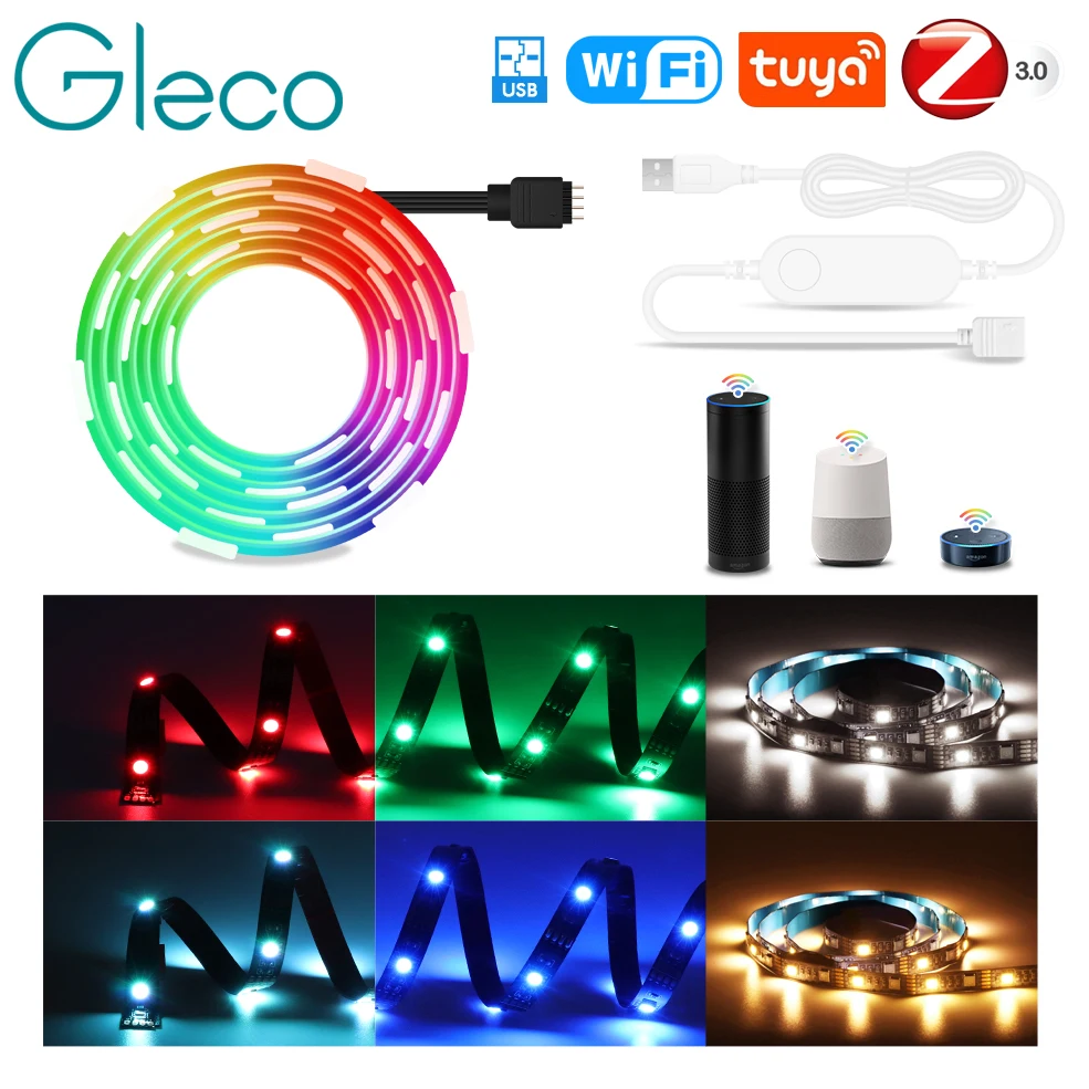 Tuya Wifi Usb Led Lamp Zigbee Led Strip Light 5V RGB RGBW RGBWW Smart ...