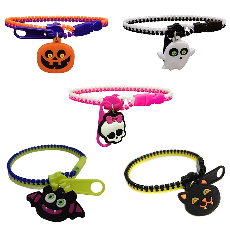 Halloween-Zipper-Bracelet-For-Women-Kids-Pumpkin-Bat-Skull-Pendant ...
