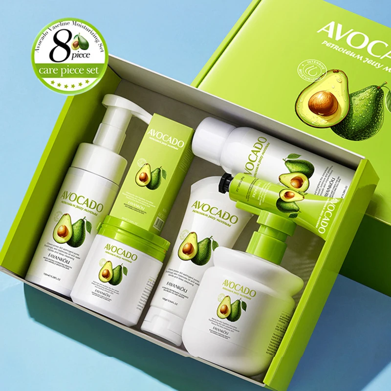 8pcs-Set-Avocado-Skin-Care-Sets-Face-Cream-Facial-Clreanser-Mousse ...
