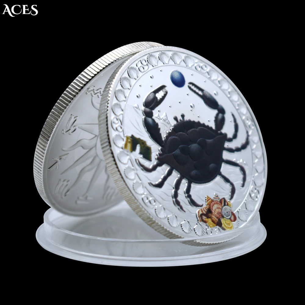 Cancer Token Ancient Silver Commemorative Coin Color Print Coin Crystal ...