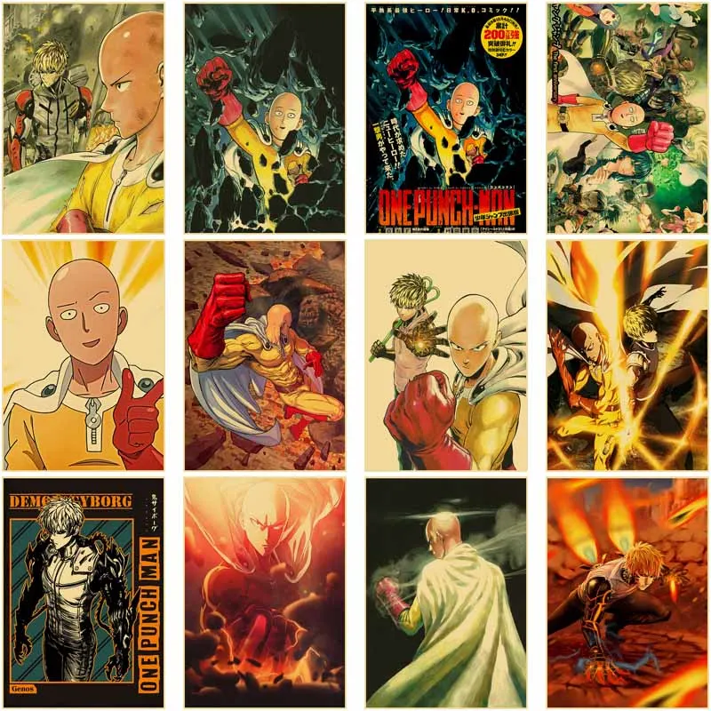 Japanese-Action-Anime-One-Punch-Man-Poster-Cool-Retro-Kraft-Paper ...