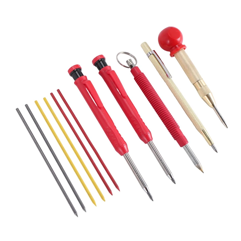 2-Solid-Carpenter-Pencils-With-6-Refill-Red-Yellow-Black-2-Carbide ...