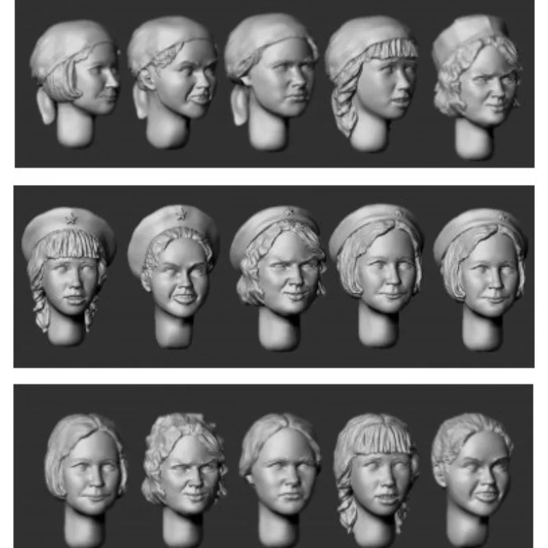 1-35-Scale-die-cast-resin-Female-heads-model-kits-15-head-miniature ...