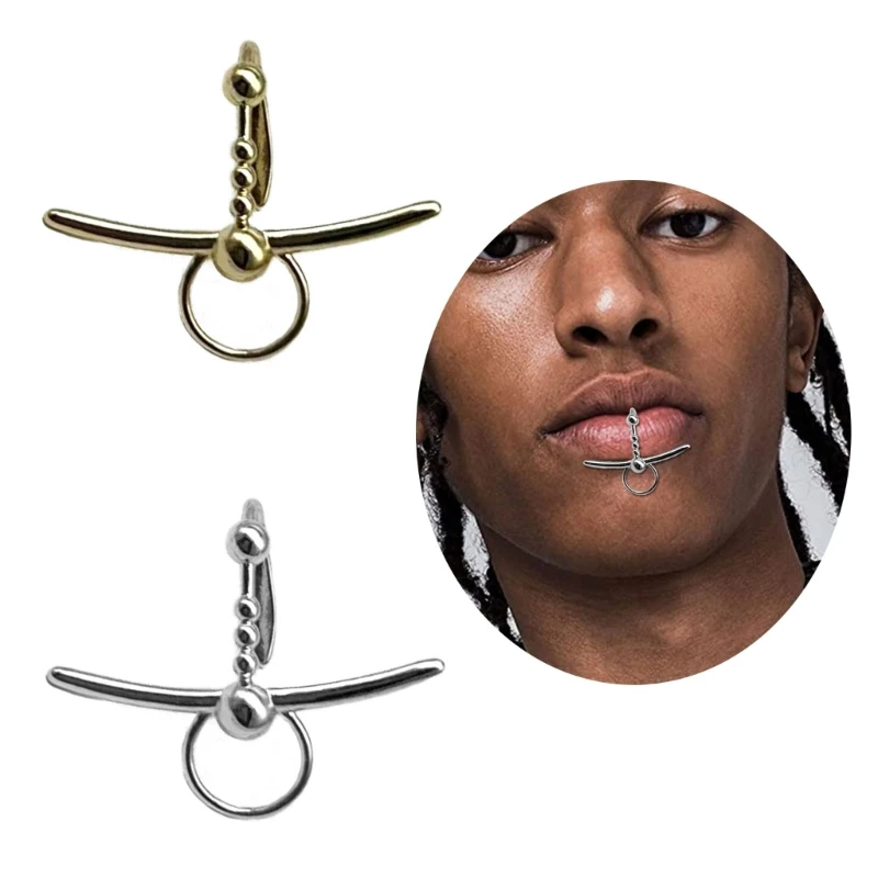 Lip Ring Fake Piercing Surgical Copper Lip Clip Septum Lip Hoop Mouth ...