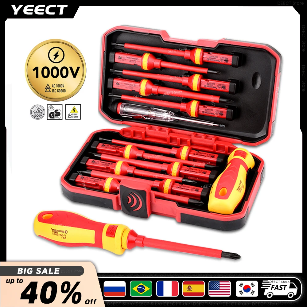 VDE-Electrician-Insulated-Screwdrivers-Set-Repair-Tools-Kit-13pcs-1000V-500V-Changeable-With ...