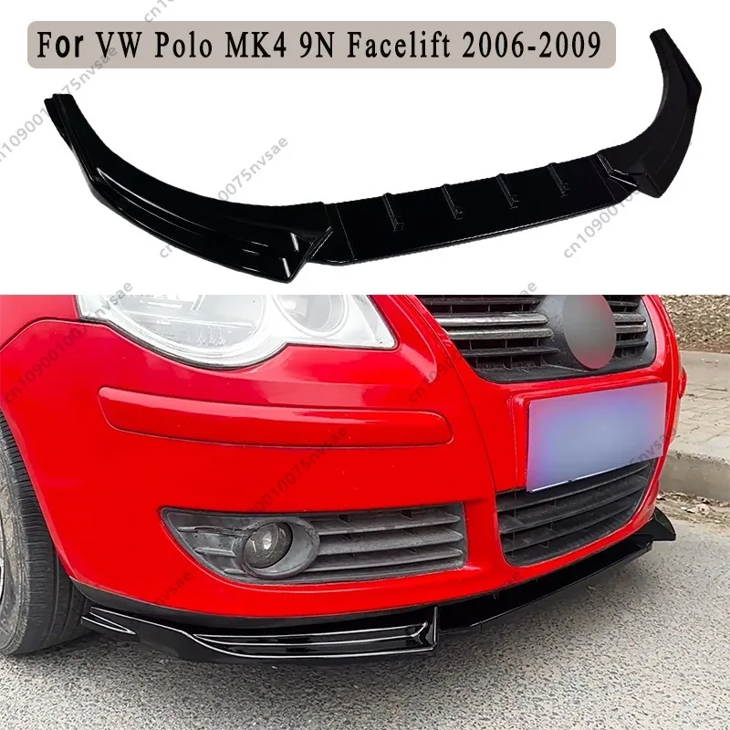 For VW Polo MK4 9N Facelift 2006-2009 Front Splitter Front Bumper Lip ...