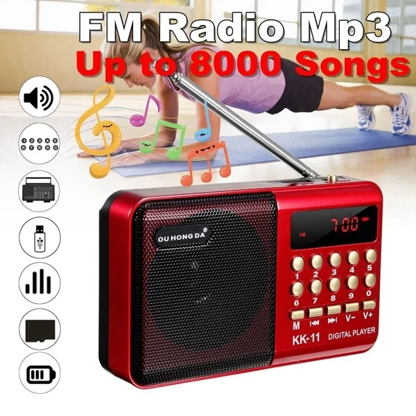 K11-FM-Mini-Portable-Radio-Handheld-Rechargeable-Digital-FM-USB-TF-MP3 ...