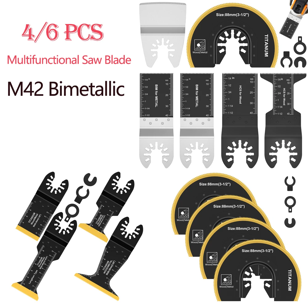 4-6Pcs-Titanium-Bi-Metal-Oscillating-Saw-Blades-Durable-Standard-Extra ...