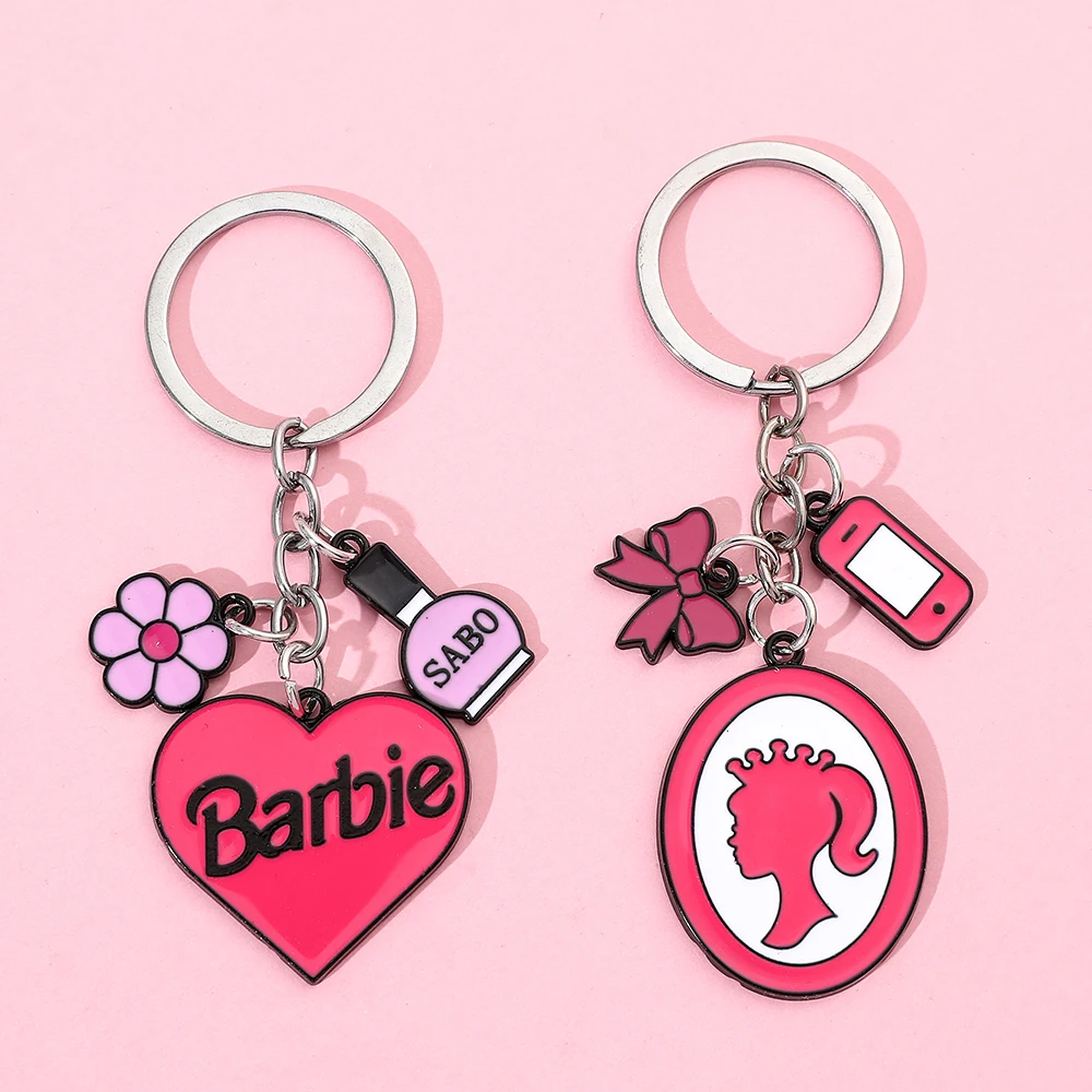 Disney-Barbie-Princess-Heart-shaped-Metal-Key-Chain-Letter-Barbie-Sweet ...
