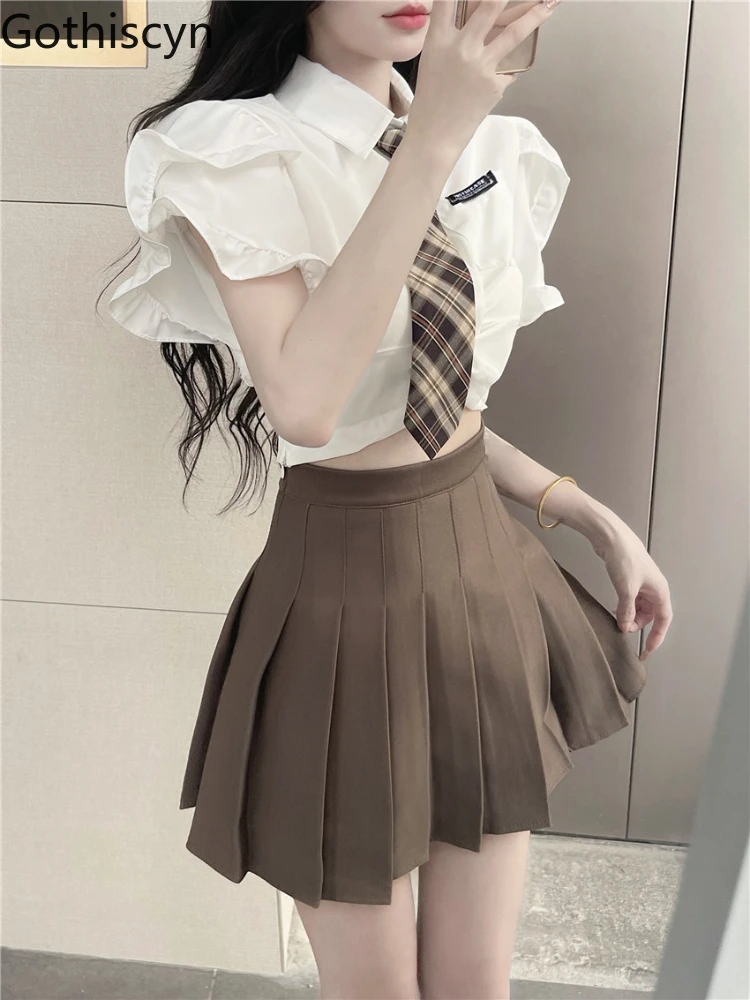Gothiscyn-Summer-JK-Sweet-Preppy-Uniform-Petal-Sleeve-Shirt-Top-Pleat-Short-Skirt-Hot-Girl ...