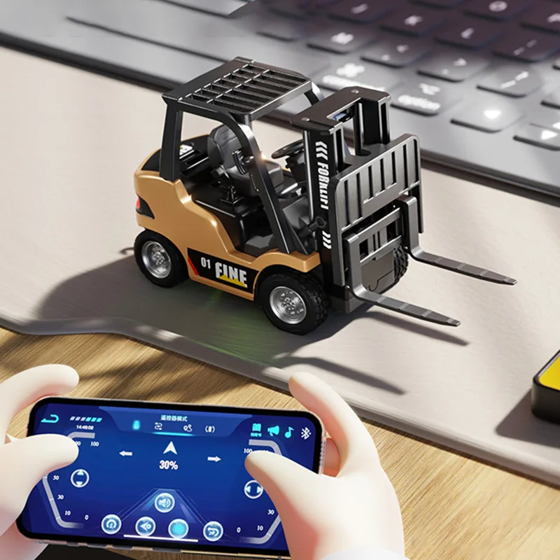 1:64 Desktop RC Forklift 2.4G Alloy Mini Remote Control Forklift ...