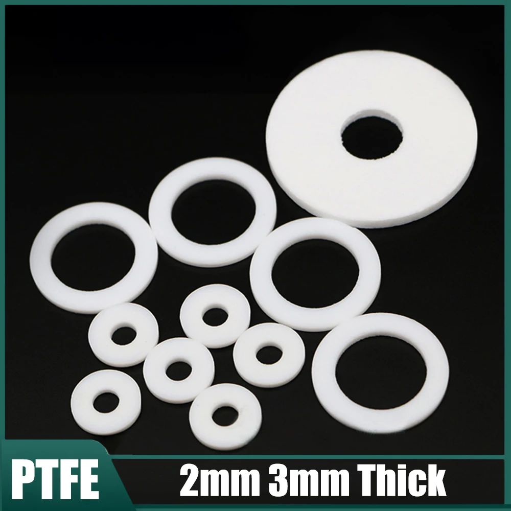 10Pcs PTFE Sealing Rings, 2mm/3mm Thickness, ID 3mm-66mm & OD 8mm-75mm, Flat PTFE O-Ring Gaskets ...