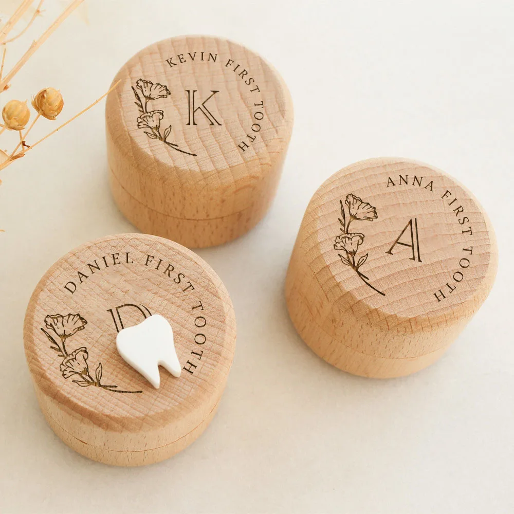 Wooden Baby Tooth Keepsake Box | Tooth First Baby Storage Box - Baby ...