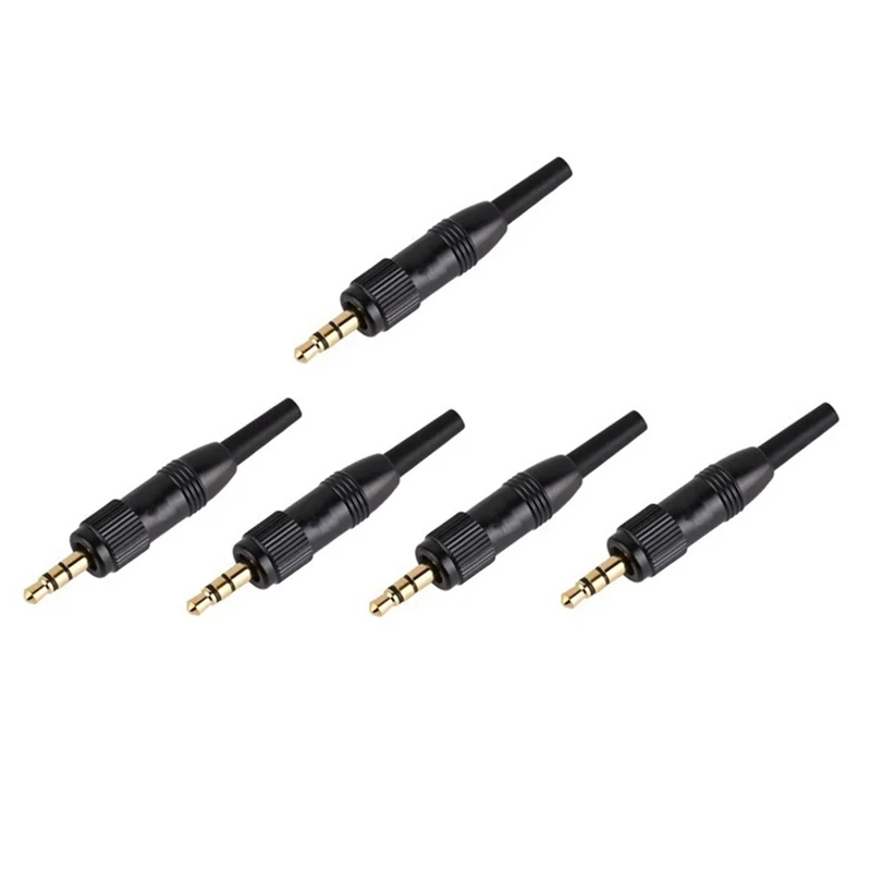 A41T 5 Piece 3.5Mm Plug Stereo Screw Locking Audio Lock Connector Black ...