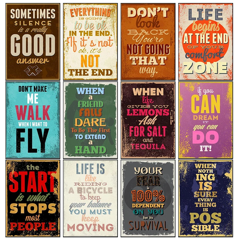Retro-Motivational-Life-Quotes-Poster-Graffiti-proverb-Canvas-Painting ...