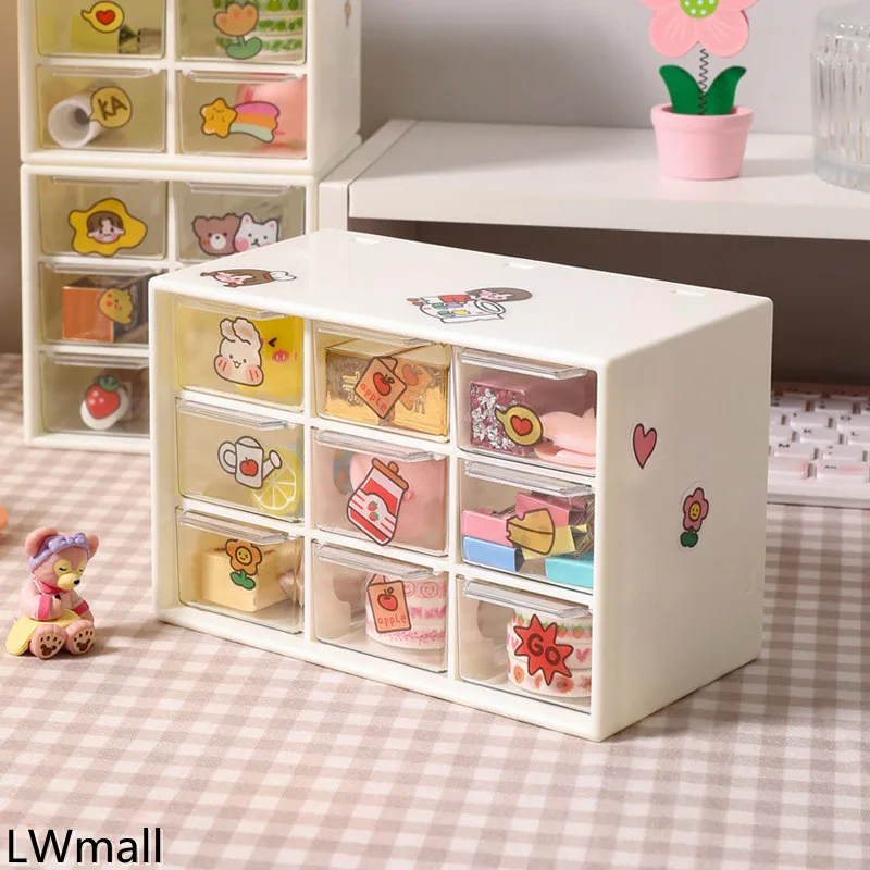 creative-desktop-storage-box-organizer-plastic-drawer-transparent-multi ...