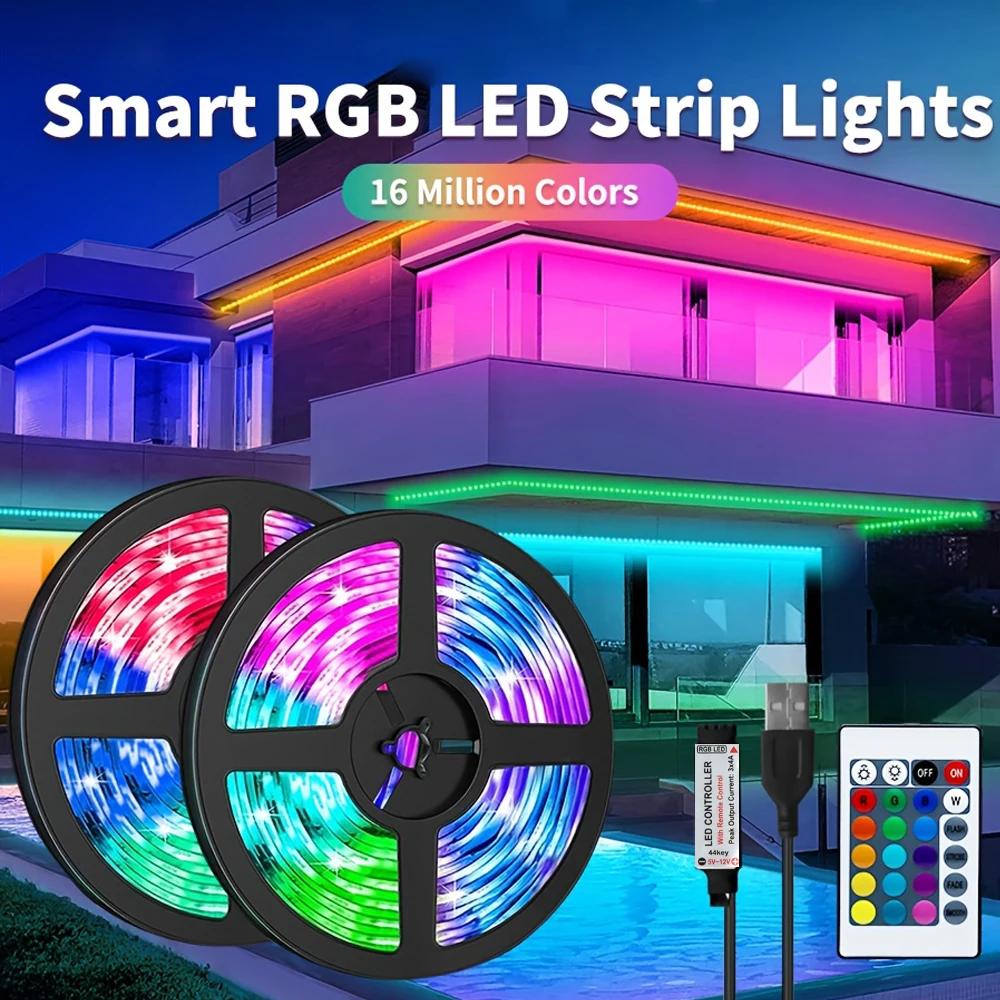 Led Lights for Room RGB 5050 Led Strip with Remote Control Color ...