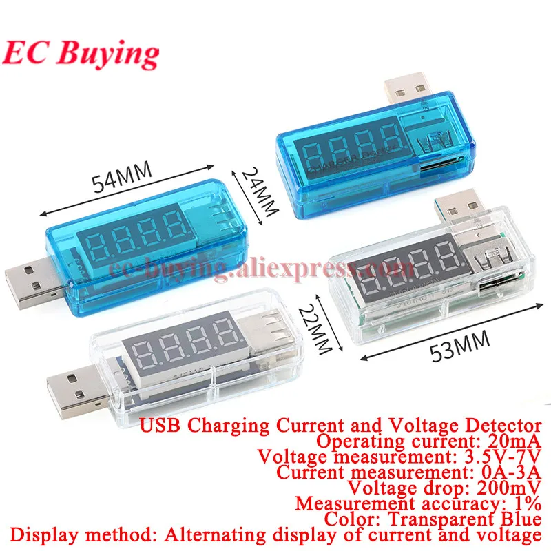Digital USB Charging Current Voltage Capacity Tester Detect Charger ...