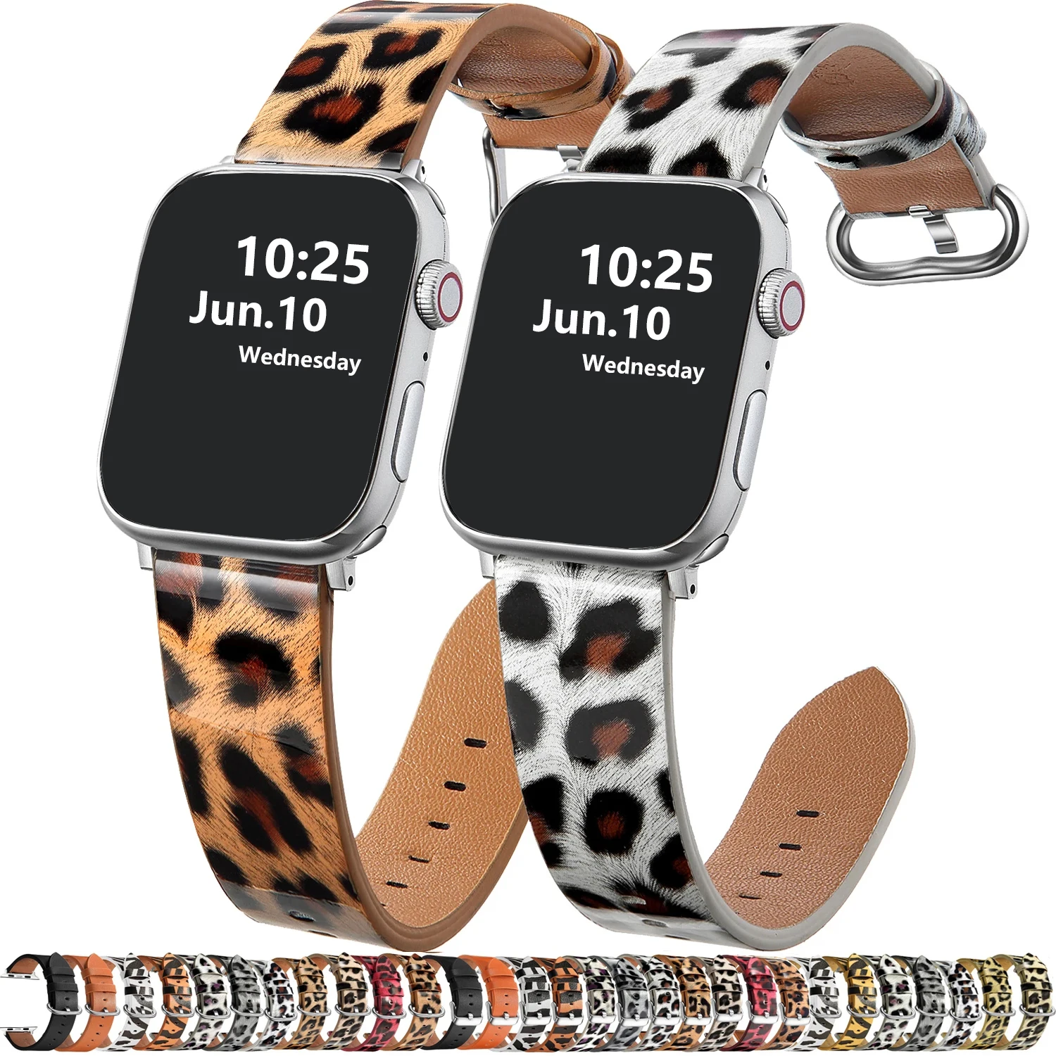 Leopard Leather Strap For Apple Watch Band 44mm 40mm 45mm 41mm 49mm ...
