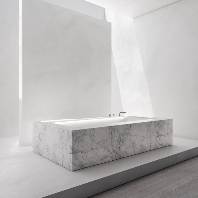 Custom-natural-stone-soaking-tub-rectangular-marble-freestanding ...