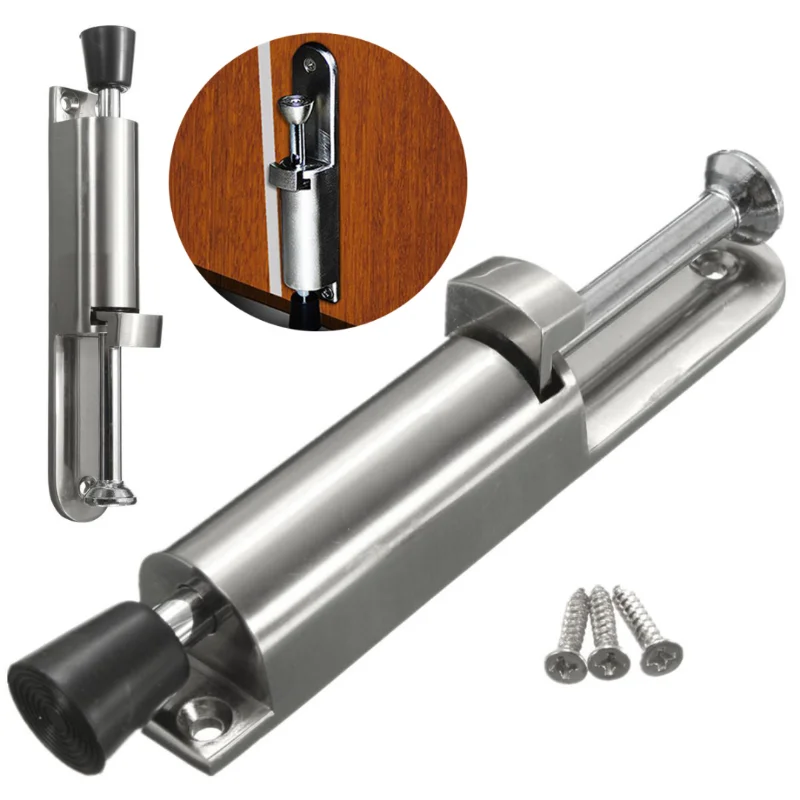 Stainless Steel Telescopic Door Stopper Silver Spring Loaded Step-On ...