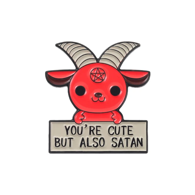 Cute Satan Goat Enamel Pin Don't Let Me Hex You Devil Goat Pagan Dark ...