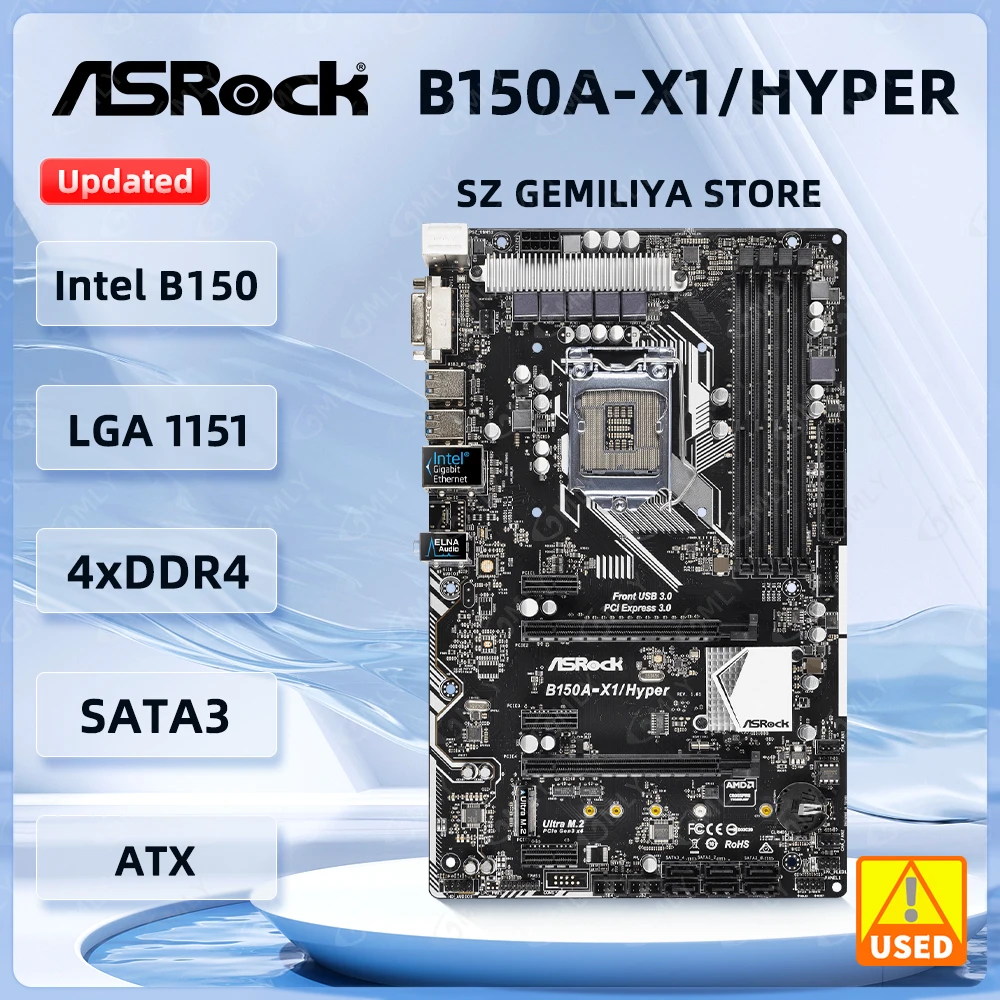 Intel B150 Motherboard ASRock B150A-X1/Hyper LGA 1151 Motherboard DDR4 64GB support Core i5-7500 ...