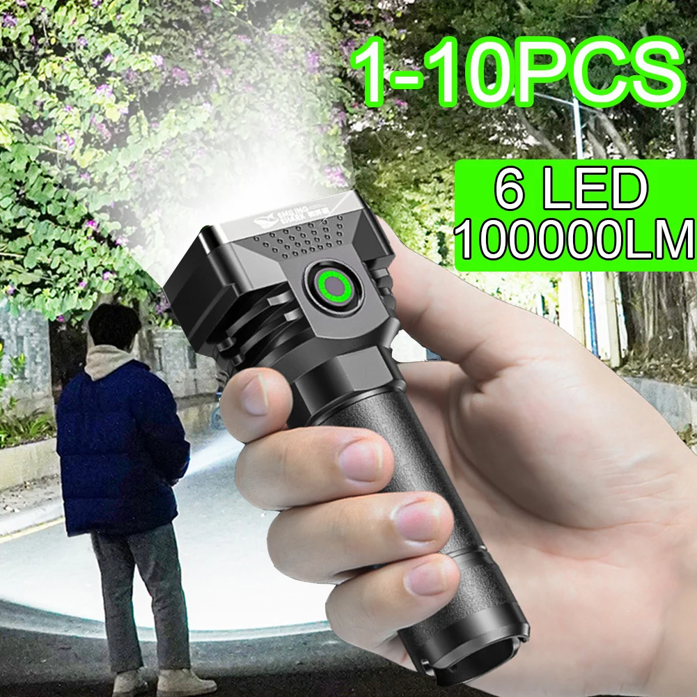 Portable-6LEDs-Flashlight-Aluminum-Alloy-Rechargeable-Night-High ...