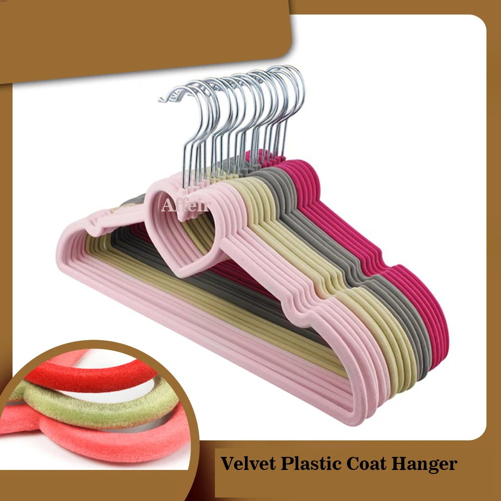 Cute Velvet Hangers with Heart Design Clothes Drying Rack Coat Hanger ...