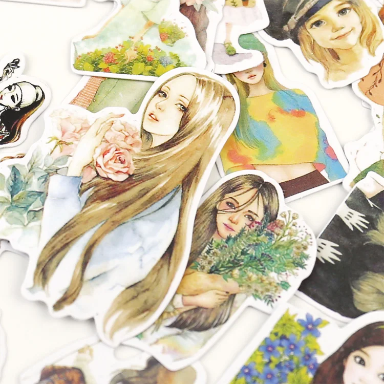 Beautiful Cute Girls Facial Stickers Hand Made Diary Sticker Notebook ...