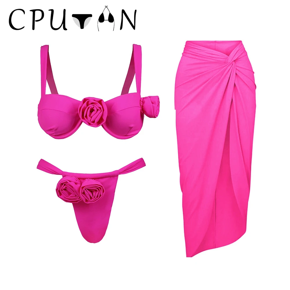 CPUTAN-2024-New-Sexy-3D-Flower-Push-Up-Bikini-Set-3-Pieces-Women ...