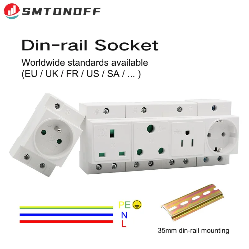 Toma-de-corriente-Modular-con-riel-Din-de-35mm-enchufe-est-ndar-US-EU ...