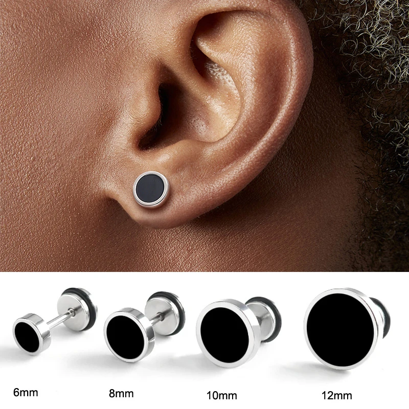 Fashion Men Earrings Titanium | Black Mens Titanium Earrings - Men's ...