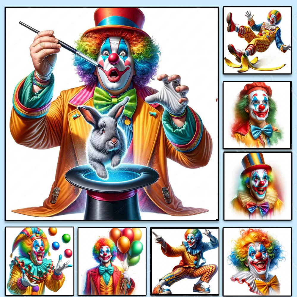 Circus-Clown-Diamond-Painting-Cartoon-New-2024-Beads-Embroidery-Mosaic ...