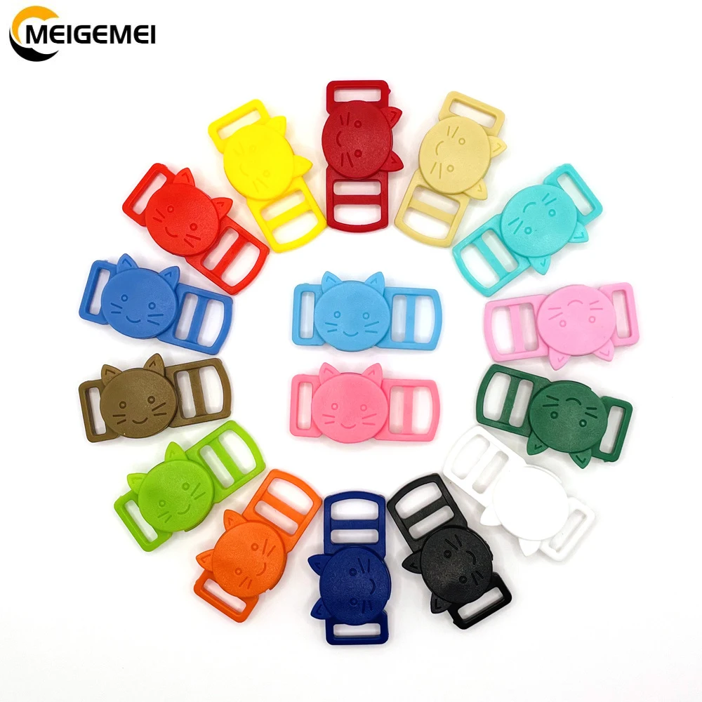 16Pcs/Pack 3/8" Mixed Color Cat-Head Plastic Safty Breakaway Buckles ...
