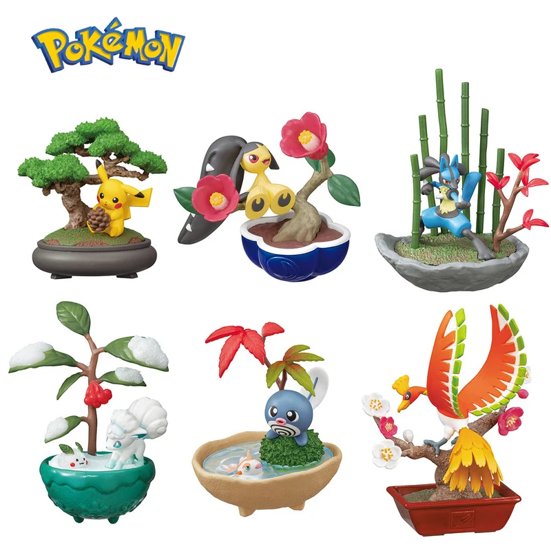 Pokemon Potted Plants Figures Anime Plant Bonsai Lucario Vulpix Cartoon ...