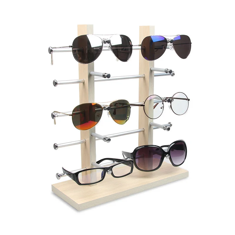 Double-Row-Solid-Wood-Glasses-Display-Stand-Sunglasses-Display-Props ...