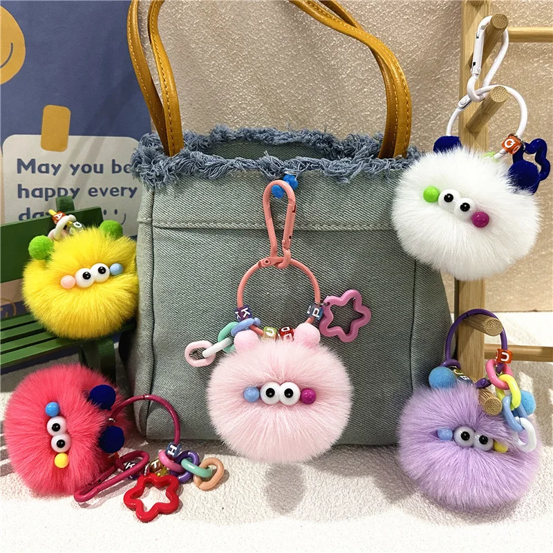 Unisex Keychains Cute Cartoon Adorable Creative Small Coal Balls Pink ...