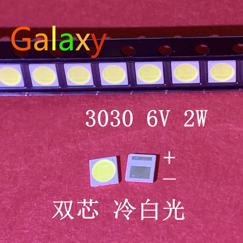 200 pces led backlight 2w 3030 6v branco fresco 80 90lm tv aplicação ...
