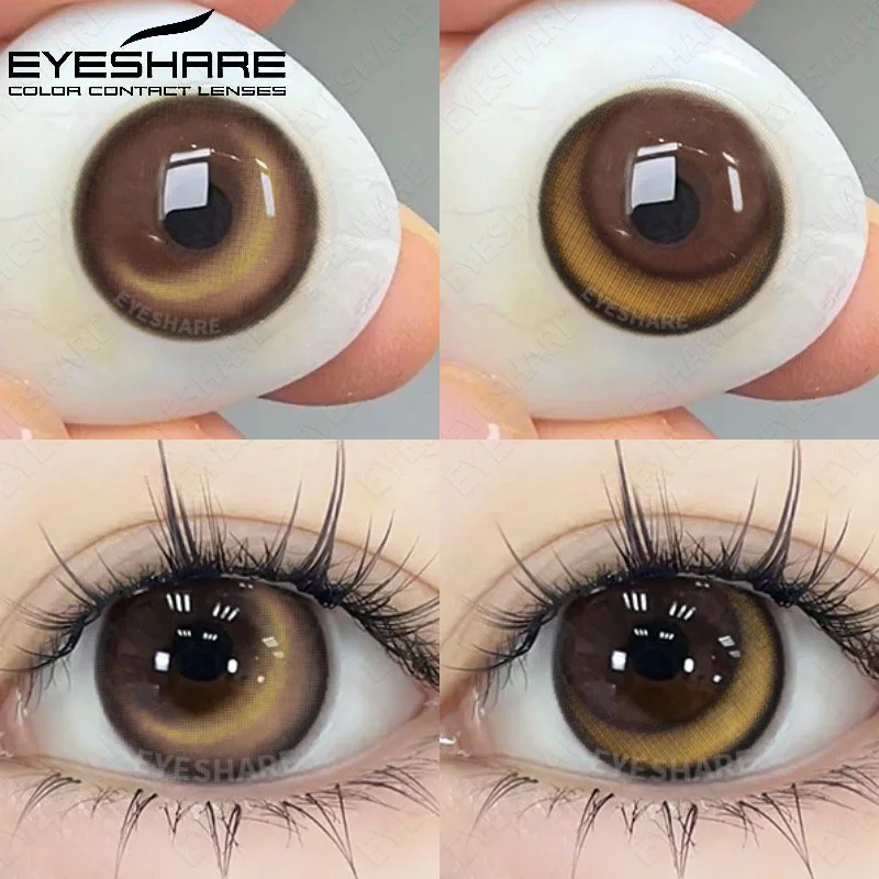 EYESHARE Natural Brown Color Contact Lenses for Eyes 1Pair Colored ...