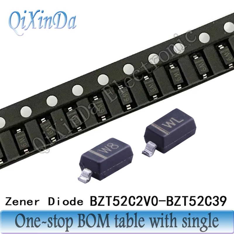 100 Uds SMD 0,5 W diodo Zener BZT52C5V1 W8, BZT52C18 WL, BZT52C24 WO ...