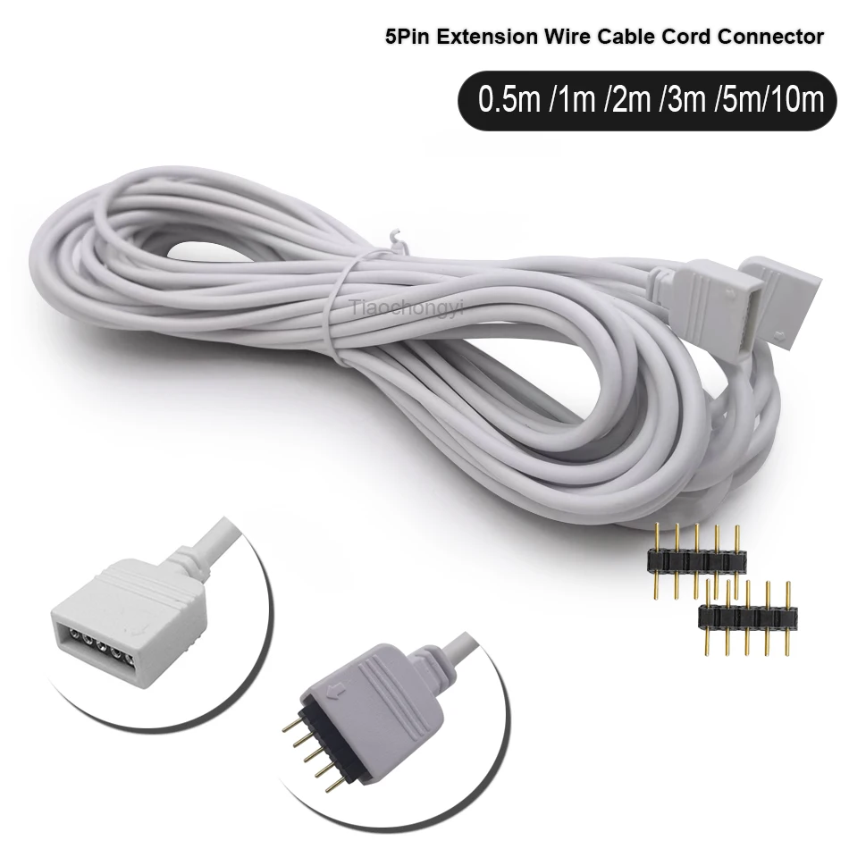 5pin-RGBW-RGBWW-led-connector-Extension-Cable-cord-Wire-needle ...