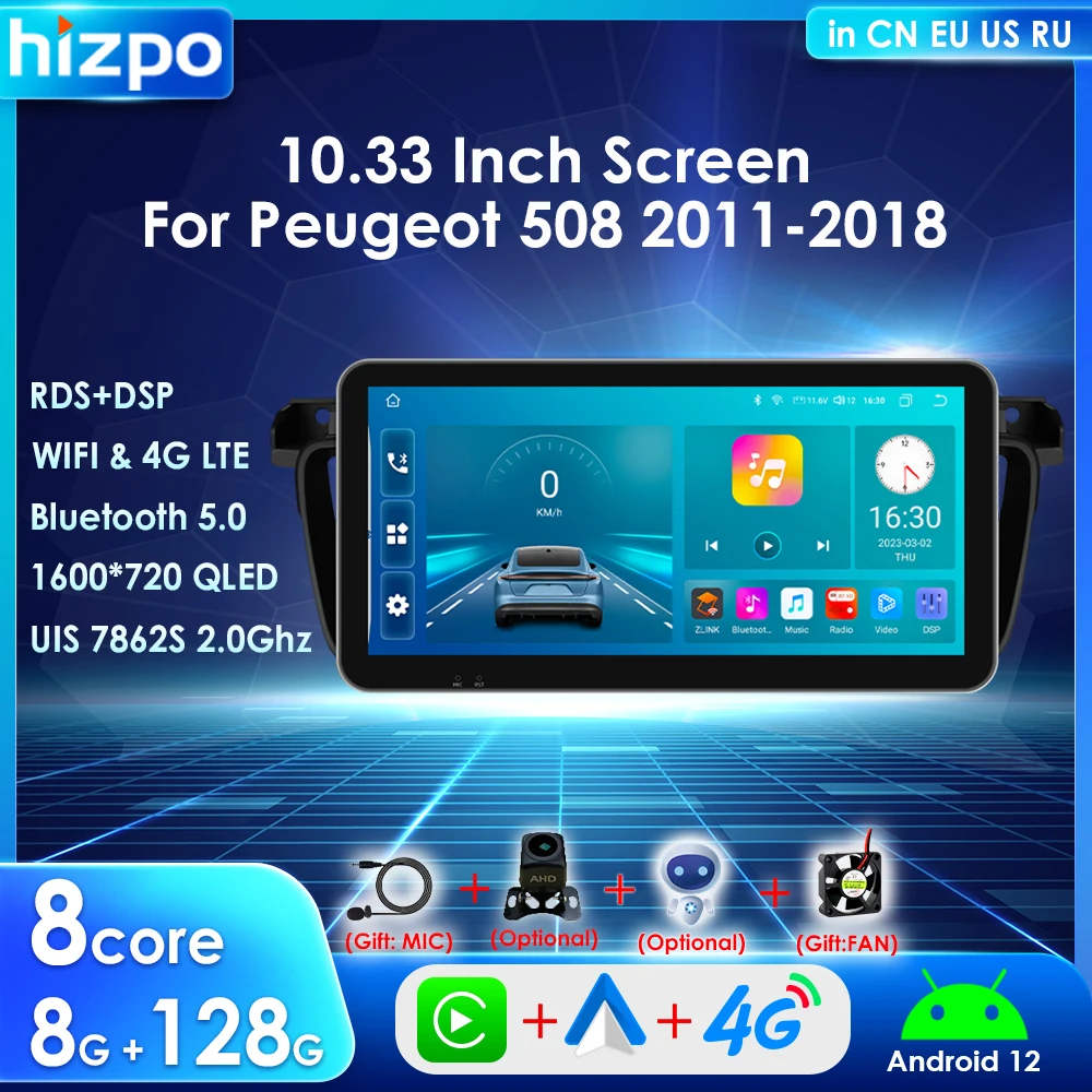 Hizpo-10-33-Car-Multimedia-Player-for-Peugeot-508-508SW-2011-2018-Radio ...