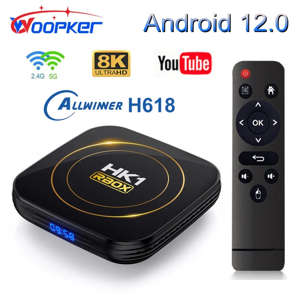 Woopker HK1 RBOX H8S Smart TV Box Android 12 Allwinner H618 Support 8K HD Video Decoder 2.4G 5G ...