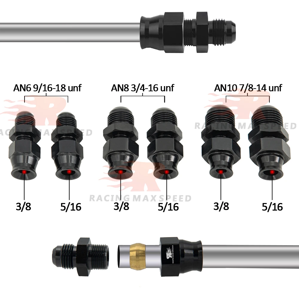 An6 An8 An10 Male Flare To 5 16 3 8 Fuel Hardline Tube Fitting