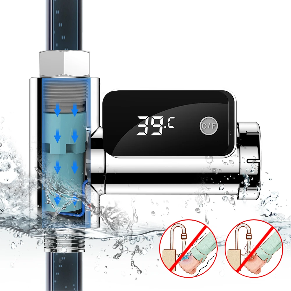 Electric-Shower-Water-Temperature-Monitor-LED-Display-Celsius ...