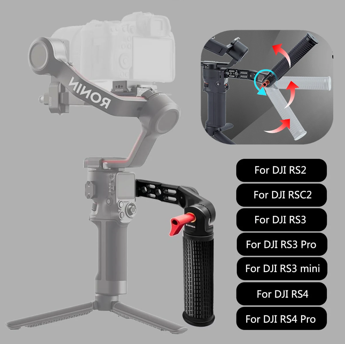 Lightweight Adjustable Aluminiu Handle Sling Handgrip for DJI RS4, RS4 ...